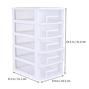 PATKAW Plastic Storage Bins Five-layer Organizer Drawers 1PC 31.4x21.1x15.2cm Drawer Type Storage Cabinet Plastic Storage Drawers 5 Drawer Plastic Storage~White Plastic Drawers (7D8X2161O17VNJLD)