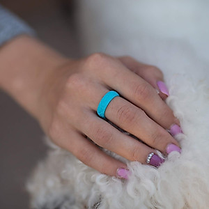 5starzz Premium Quality Silicone Wedding Ring for Women, Thin, 6mm Wide, Set of 3, Black, Grey, Ocean Blue, Size 8