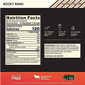 Optimum Nutrition Gold Standard 100% Whey Protein Powder, Rocky Road, 2 Pound (Packaging May Vary)