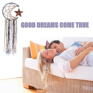 KPPKUEC Dream Catcher Craft,DIY Dream Catcher kit for Girls Moon Design Blue Wall Decor Catchers for Birthday Party Baby Shower Bridal Shower Wedding Nursery Baby Room Kids Xmas Gift Bedroom