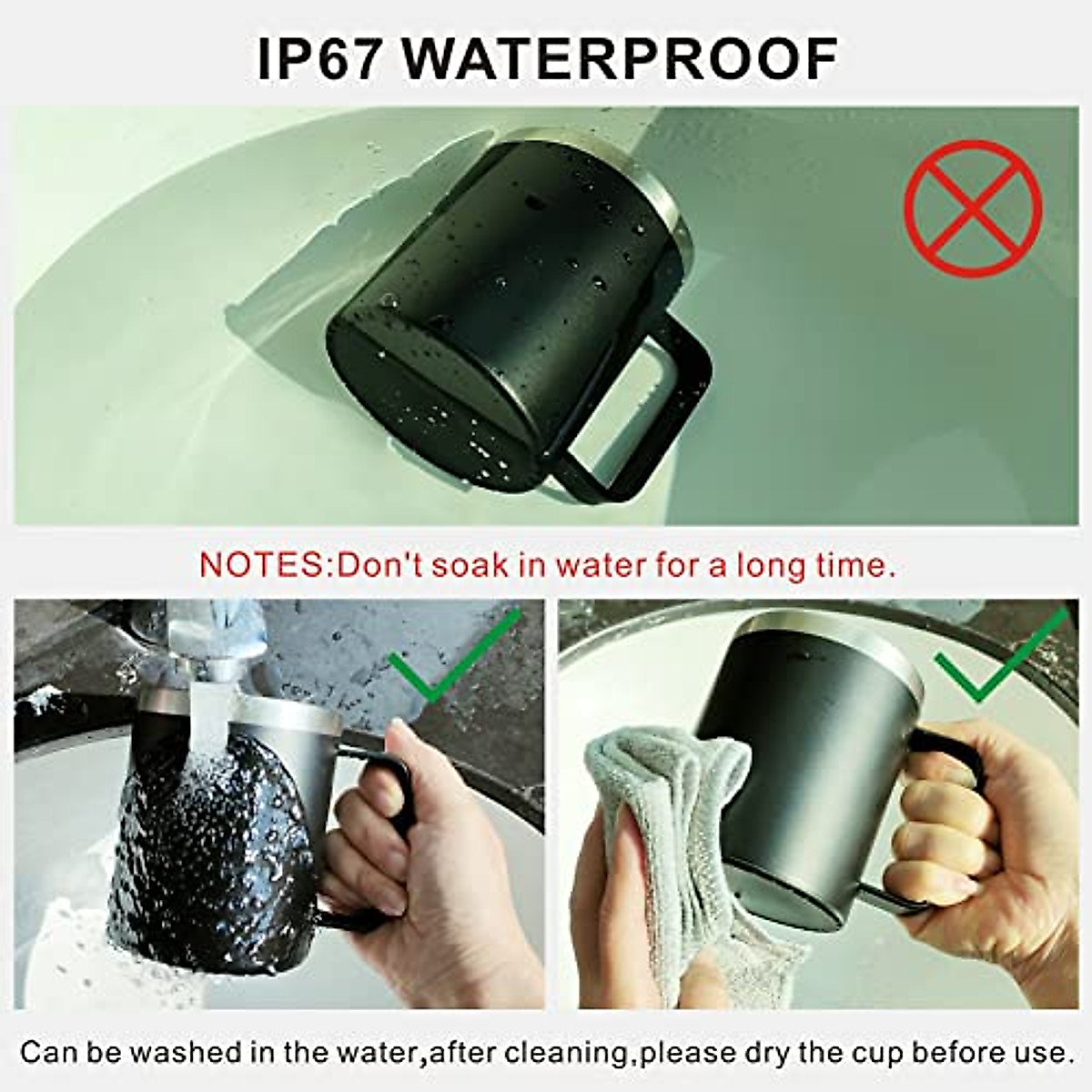 TIGPOW Coffee Cup Warmer with Mug set,Double-layer 18/8 Stainless Steel Heated Mug,Wireless Charging Function,Self Heating Coffee Mug for Office Desks, and Home (Black 12oz)