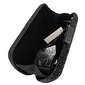 Boutique De FGG Bling Evening Bags and Clutches for Women Formal Party Crystal Clutch Bag Wedding Rhinestone Handbags (Small,black)