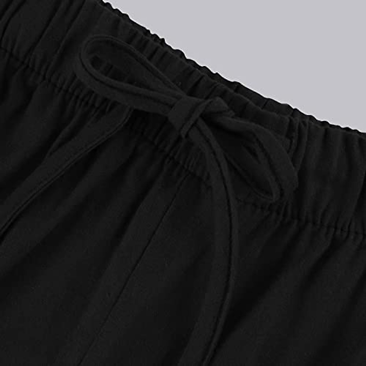 IAMAGOODLADY Palazzo Pants Women's 9-Pant Loose High Waist Cotton Linen Women's High Waisted Pants Linen Pants Women Summer Waisted Elastic Waistband Palazzo