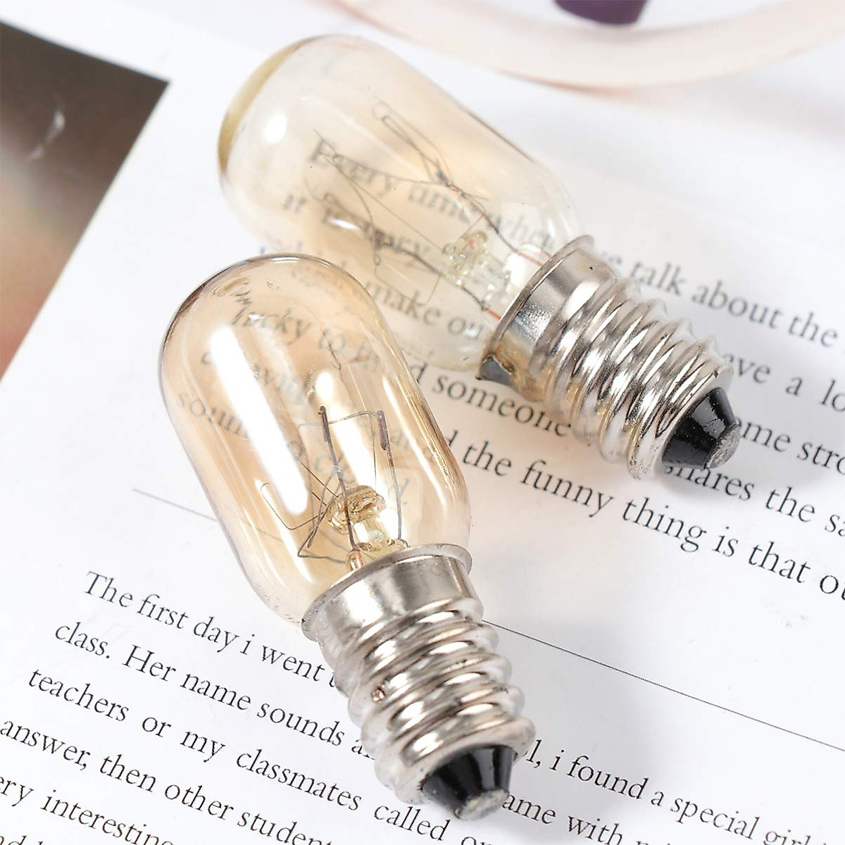 2PCS 25W E14 220-230v Oven Light Bulb Refrigerator Fridge Light Bulb Retro Tungsten Filament Lamp Bulbs Warm Yellow Light for Daily Use