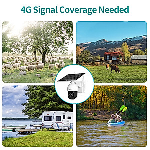 FIYEE Non-WiFi 4G Cellular Security Camera Wireless Outdoor Solar Powered, 1080P HD Spotlight Color Night Vision, 2-Way Talk, Cloud Sotrage, Include 64GB TF Card