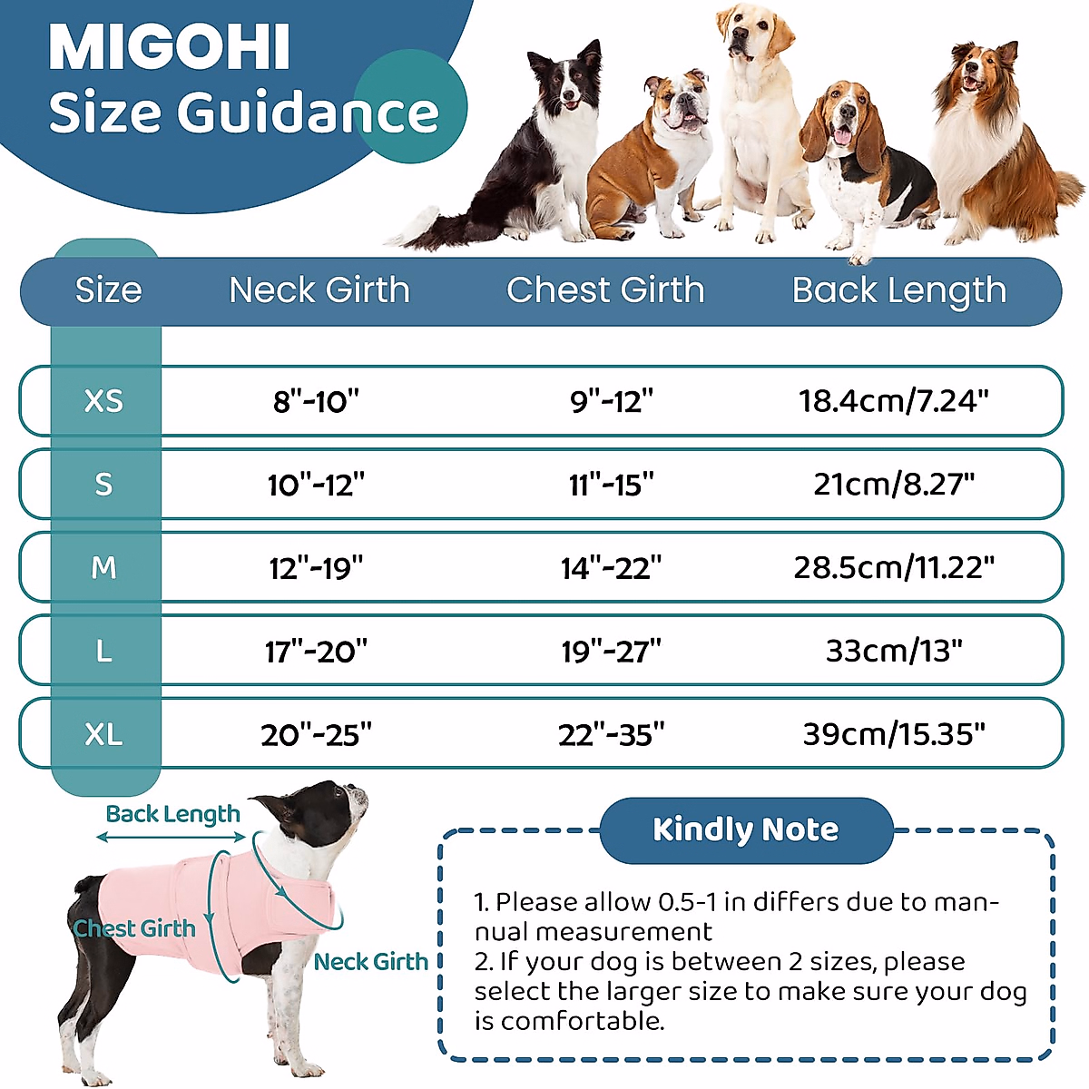 MIGOHI Dog Anxiety Vest, Adjustable Dog Calming Vest with Reflective Trims, Breathable Anti-Anxiety Shirt Dog Anxiety Relief Jacket Wrap, Dog Safety Vest for Thunderstorm Travel Fireworks Pink XS