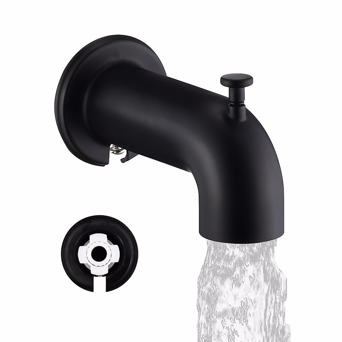 LOCALAND Slip-On Extra Long Tub Spout with Diverter, 1/2 Inch Slip Fit Connection,Matte Black