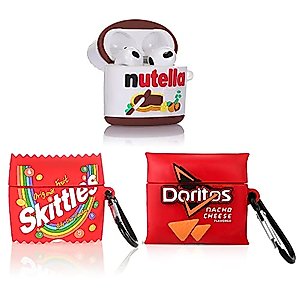 (3Pack) Case for Airpods 3rd Generation(2022), Suublg Silicone Airpods 3 Case Protective Cover with Cute Funny Skin Design, with Keychain (Nutella+Snack5+6)