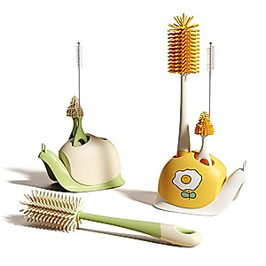 Bebamour Baby Bottle Brush Cleaning Set Long Handle Water Bottles Cleaner for Baby Bottles, Sports Bottle, Vase, Glassware 4 in 1 Cleaner Brushes Kit (Light Green)