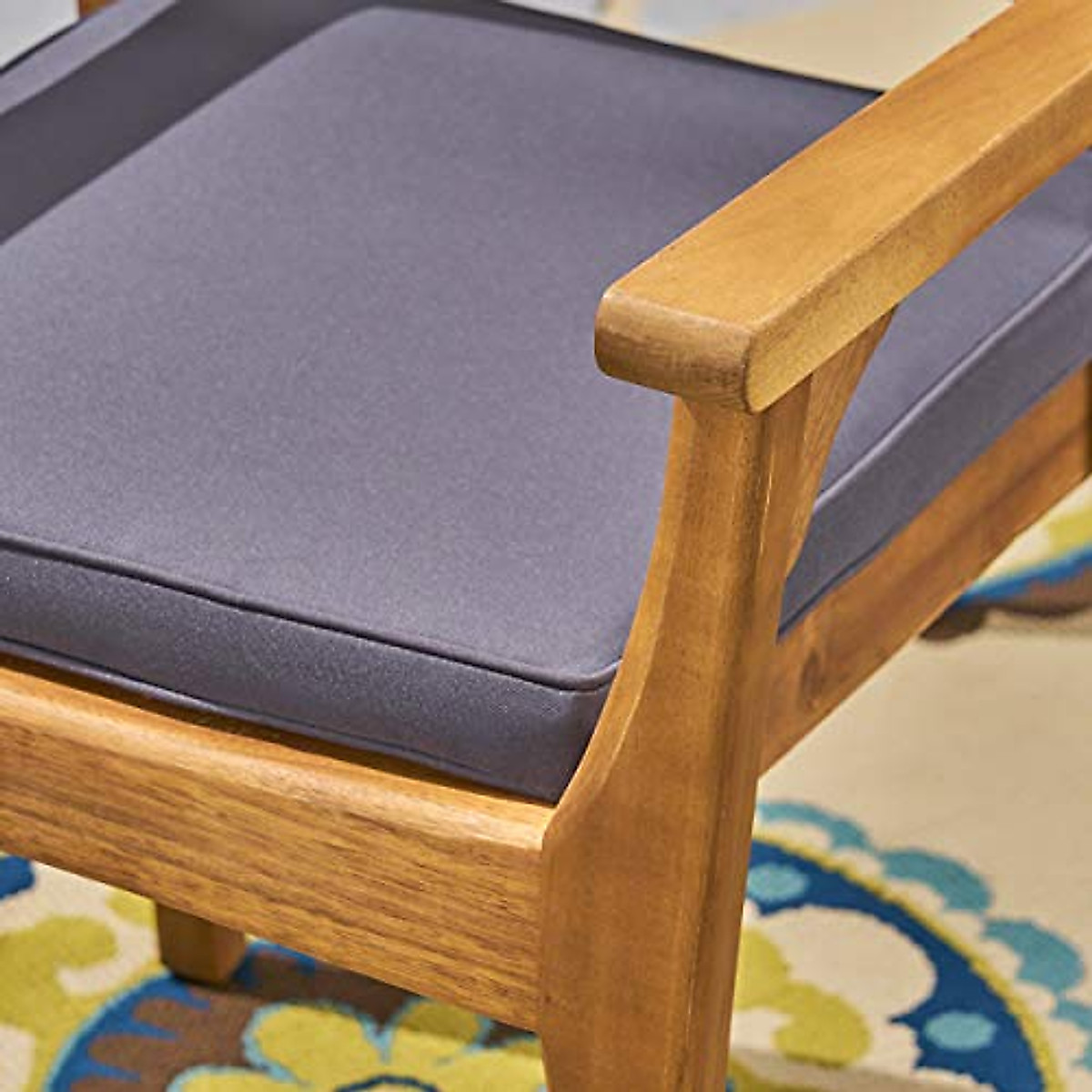 Christopher Knight Home Patio Dining Chairs, Teak Finish + Dark Gray