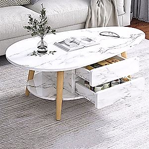 Side Table 2-Drawer Coffee Table 2-Layer Storage Tea Table Living Room Balcony Small Apartment Sofa Household 90X50X42cm MUMUJIN (Color : B)
