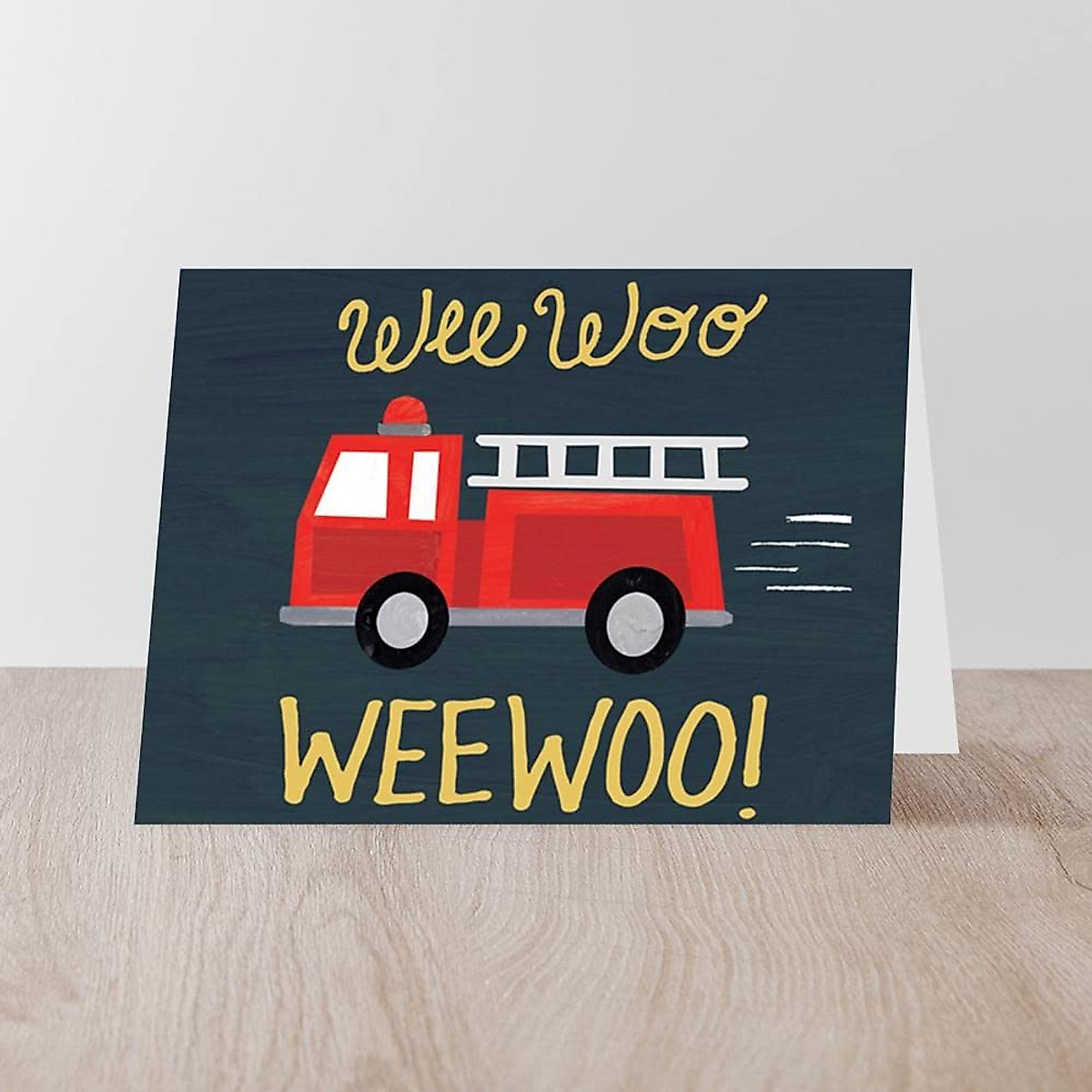CafePress Wee Woo Firetruck Birthday Card Greeting Cards Folded Greeting Card Matte