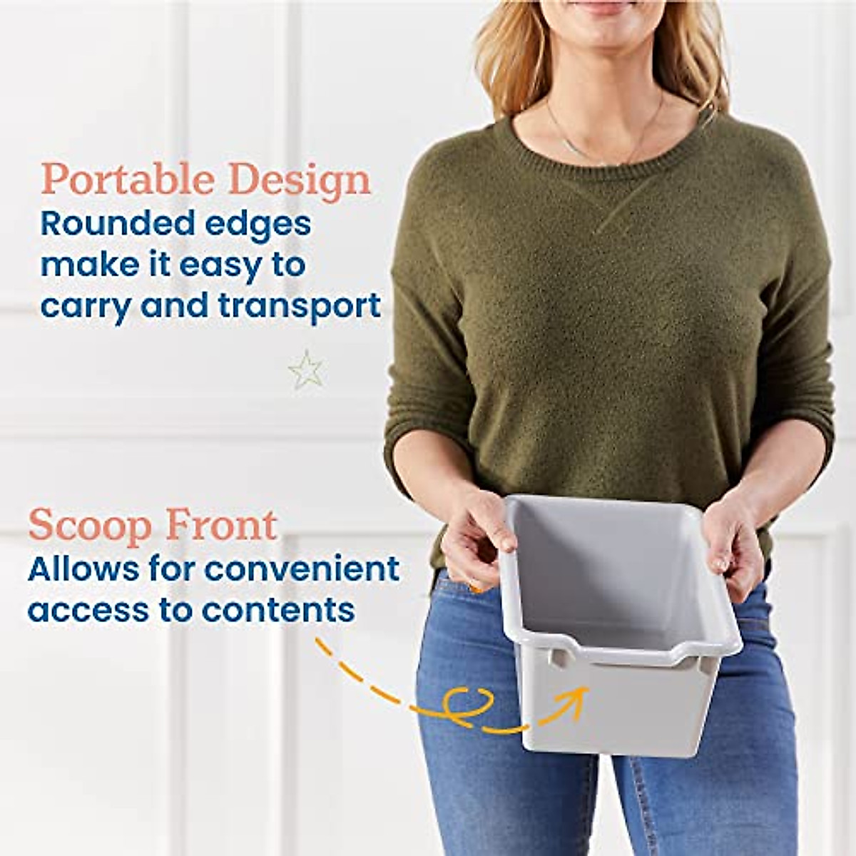 ECR4Kids Scoop Front Storage Bin, Multipurpose Organization, Contemporary, 5-Piece