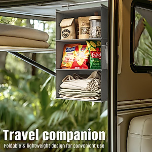 LayerSpace Space-Saving Hanging Closet Organizer - Versatile Storage for Clothes, Travel, Bedroom - 3-Shelf Heavy-Duty Design - Set of 2, Grey