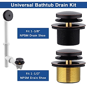 Anpean Brass Tip-Toe Bath Tub Drain Kit, Oil Rubbed Bronze Tub Drain and Overflow Kit with Single Hole