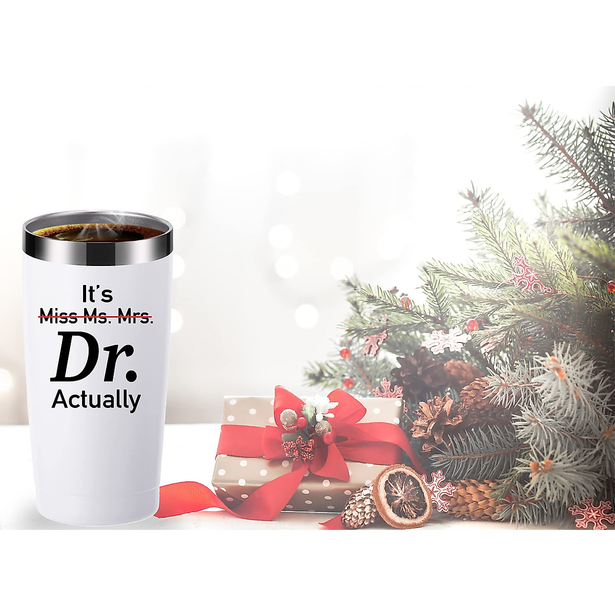momocici It's Miss Ms Mrs Dr Actually 20 OZ Tumbler.Thank You Appreciation Retirement Doctor Gifts.Birthday,Christmas,Medical Graduation Gifts for Men Women.Dentist,Doctor,Physician Travel Mug(White)