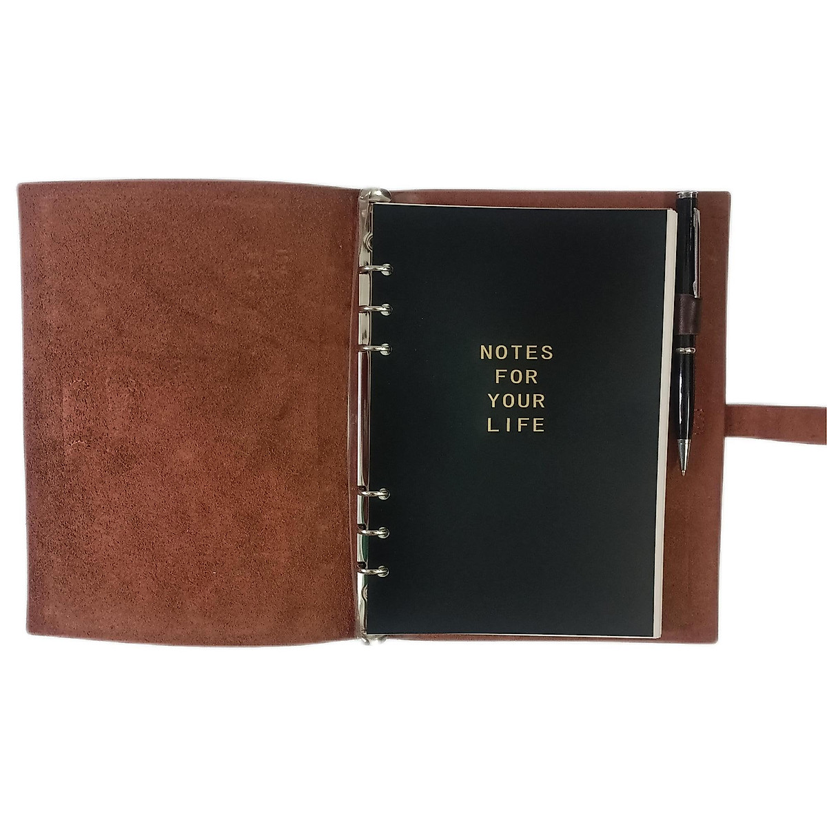 Spiral Genuine Leather Journal Writing Notebook, A5 Leather Cover Notebook for Men and Women, 6 Ring Binder Refillable Diary Notepads,Vintage Leather Business Planner, Personal Organizer (Coffe)