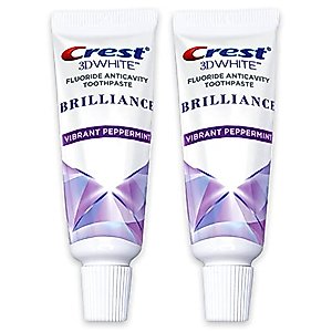 Crest 3D White Brilliance Toothpaste, Vibrant Peppermint, Travel Size 0.85 oz (24g) - Pack of 2