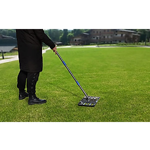 SANDEGOO Lawn Leveling Rake | Levelawn Tool | Level Soil or Dirt Ground Surfaces Easily | 18” x 10” Ground Plate | rakes for lawns Heavy Duty 72” Extra Long Handle | Extracted Iron Metal Black