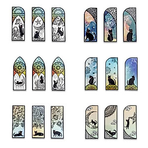 DEARART Cute Cats Bookmark, Page Markers Book Marks Waterproof Durabe and Flexible, Good Gifts for Book Lovers Women Boys Girls Teachers Students, 6 Sets (36 pcs), Lucky Cats