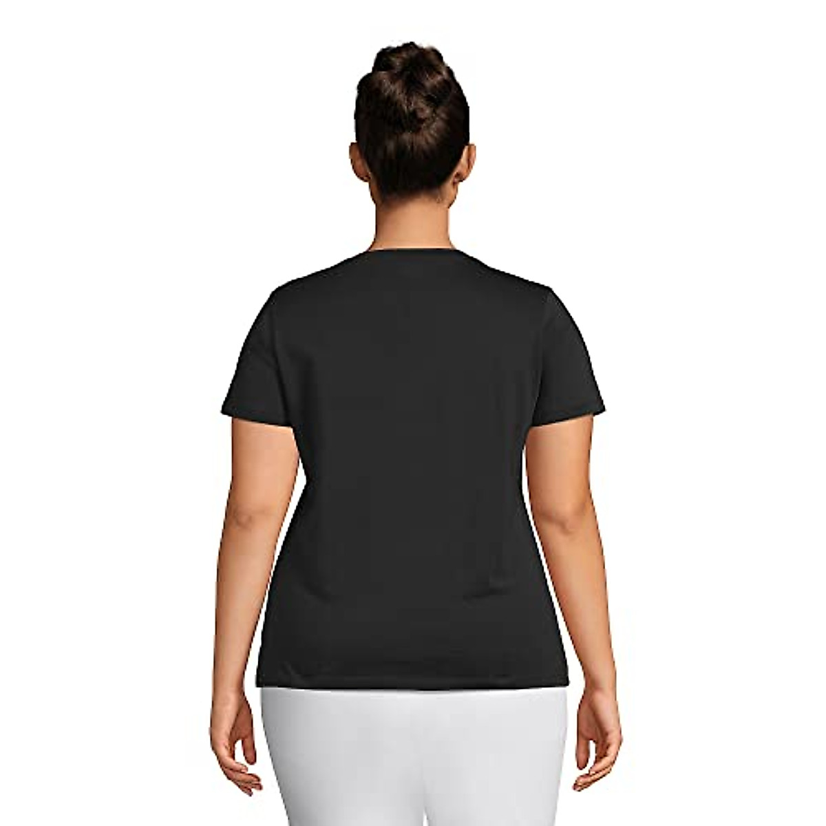 Lands' End Women s SS Relaxed Supima Crew Neck T Shirt Black Plus 2X