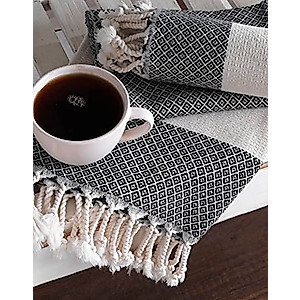Die Caprie Turkish Hand Towels Set of 2 | 100% Cotton, 16 x 40 Inches | Decorative Bathroom Towel for Hand, Face, Gym, Yoga, Dishcloth, Kitchen and Bath(2 Hand Towels, Black)