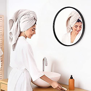 ZenStyle Black Circle Wall Mirror 18 Inch Round Wall Mirror with Metal Frame for Entryways, Bathrooms, Living Rooms, Wall Decor, Farmhouse, Makeup Vanity (Black, 18" x 18")