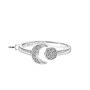 Moon Sun Star Diamond Fashion Stackable Open Ring in 925 Sterling Silver .09ct (I-J Color, I3 Clarity), Size 5, by Keepsake