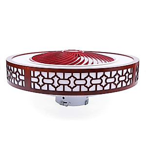 WUPYI Ceiling Fan with Lights,Modern Ceiling Fan Chandelier Fandelier,Remote Control LED Dimmable,Variable Speed,Quite Motor,64W,for Home Living Room,22 Inch (Round-Style 1)