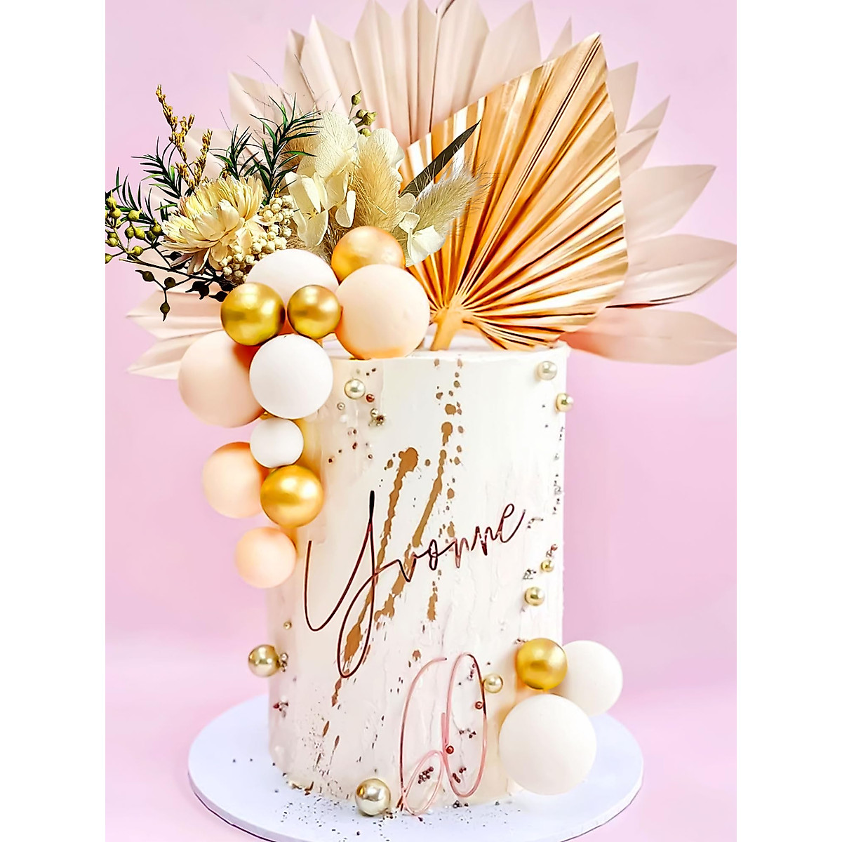 JeVenis Natural Boho Cake Topper Boho Cake Decorations Cake Flowers Decorations Floral Cake Topper for Baby Shower Wedding Bridal Birthday Party Supplies