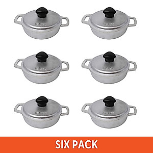 IMUSA 0.5Qt Mini Cast Aluminum Traditional Caldero Set with Lid,Silver