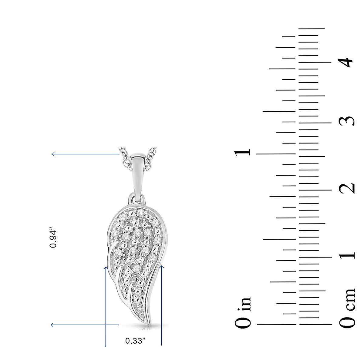 NATALIA DRAKE Guardian Angel Wings 1/10 Cttw Diamond Necklace for Women in Rhodium Plated 925 Sterling Silver