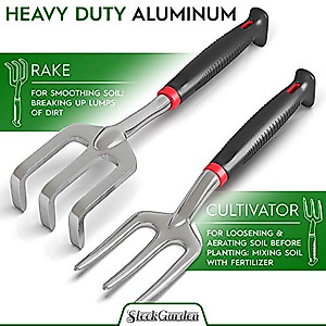 8-Piece Gardening Tool Set-Includes EZ-Cut Pruners, Lightweight Aluminum Hand Tools with Soft Rubber Handles- Trowel, Bamboo Gloves, Garden Tote, High Density Comfort Knee Pad Gardening Gifts Tool Set