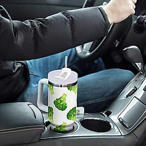 ARGTILDN 30 oz Tumbler Broccoli Vegetable Insulated Travel Mug with Handle and Straw Lid Stainless Steel Vacuum Coffee Cup Tea Beverage Container Water Bottles for Car Sports office