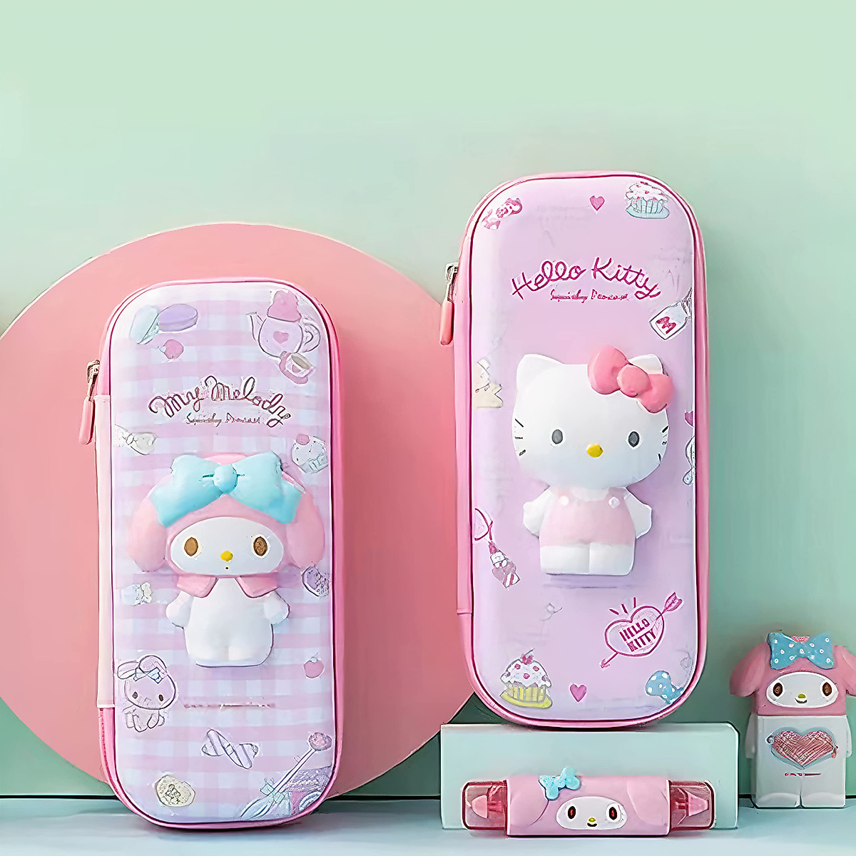 MEADOW Kawaii Pencil Case, Squishy Cute Anime Cosmetic Bag Pouch (Pink)