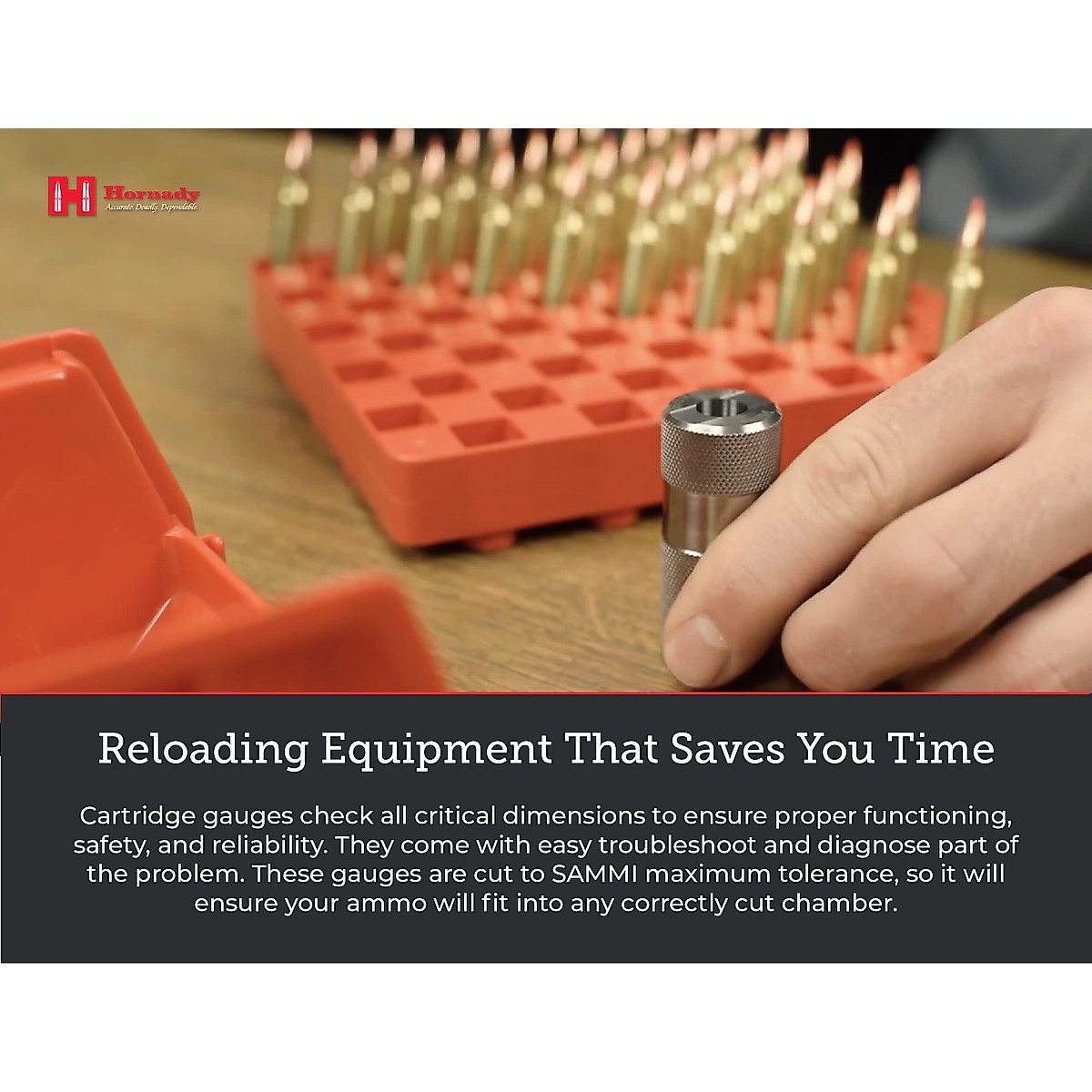 Hornady Lock-N-Load Cartridge Gauge 9MM Luger (.355), 380701 - Reloading Supplies to Help Check Cases & Ammo Specifications-Caliber Specific, Cylindrical Precision Steel Gauges Fit SAAMI Tolerances