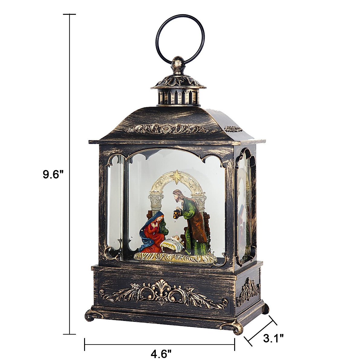 Wondise Christmas Muscal Snow Globe with Timer, USB Plug-in & Battery Operated Spinning Water Glitters Lighted Singing Snow Globe Lantern for Christmas Decorations