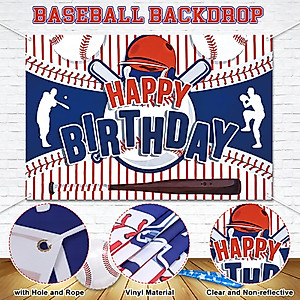 Winrayk 127Pcs Baseball Birthday Party Decorations Supplies Red White and Blue Baseball Balloon Arch Backdrop Tablecloth Star Glove Baseball Foil Balloon, Teen Kids Girls Boys Sports Party Decorations