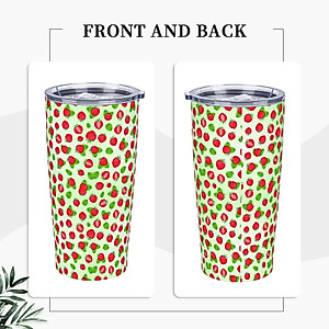 Yaxongx 20oz Tumbler Luscious Strawberry Double Wall Vacuum Insulated Coffee Mug with Lid and Metal Straw Brush Reusable Stainless Steel Water Bottle Travel Cup Gifts for Car Ice Drinks Hot Beverage
