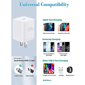 [MFi Certified] iPhone Charger Fast Charging,20W USB C Wall Charger Adapter with 6.6FT USB C to Lightning Cable for iPhone 14 Pro/14 Plus/13/12 Mini/12 Pro Max/11/X/XR/XS/8, iPad, AirPods Pro