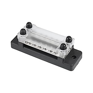 X AUTOHAUX Dual 6 Way Terminal Bus Bar Ground Power Distribution Terminal Block Battery Bus Bar 150A Bus Bar Block with Cover for Auto Marine Car