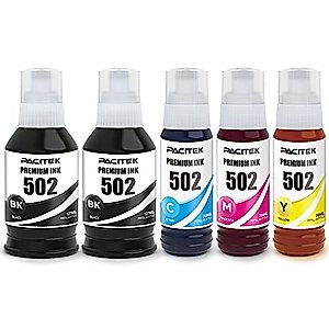 PACITEK 502 Compatible Refill Ink Replacement for T502 Used for ET-2850 ET-2760 ET-3850 ET-3710 ET-3750 ET-3760 ET-4850 ET-4750 ST-2000 Printer (2Black, Cyan, Magenta, Yellow)