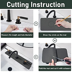 LOPNUR Faucet Mat for Kitchen Sink, 24 Inch Long Kitchen Sink Splash Guard Behind Faucet, Cuttable Kitchen Faucet Mat for Bathroom Sink Faucet Mat Splash Guard with Absorbent Diatomite, Grey