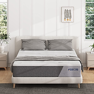 Kescas Twin Mattress,10 Inch Gel Memory Foam Single Mattress in a Box,Medium Firm,with Moisture Wicking Cover and Edge Support for Motion Isolating,Medium Firm