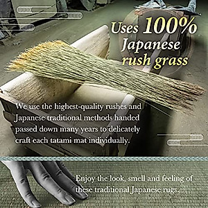 FULI Japanese Tatami Mattress, Igusa Mat (100% Japanese Rush Grass) Folds in Three, Made in Japan (Natural, Twin XL)