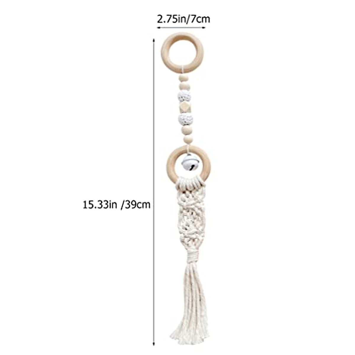 Beavorty 4Pcs Baby Wooden Gym Teething Rings with Tassels Macrame Fitness Woven Crib Hanging Rattles Pendants Toys Crib Hanging Ornaments