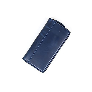 Women's RFID Blocking Large Capacity Leather Wallet Zip Around Phone Clutch Large Travel Purse Wristlet (Ocean Blue)