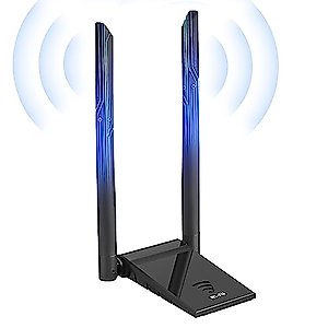 PC WiFi Adapter,USB WiFi Adapter for PC AX1800 with 2.4GHz/5GHz,WPA3 Support(High Encryption),High Gain Dual Band 5dBi Antenna 802.11AX,for Windows 11/10 Only