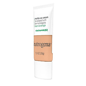 Neutrogena Clear Coverage Flawless Matte CC Cream, Full-Coverage Color Correcting Cream Face Makeup with Niacinamide (b3), Hypoallergenic, Oil Free & Fragrance Free, Butter, 1 oz