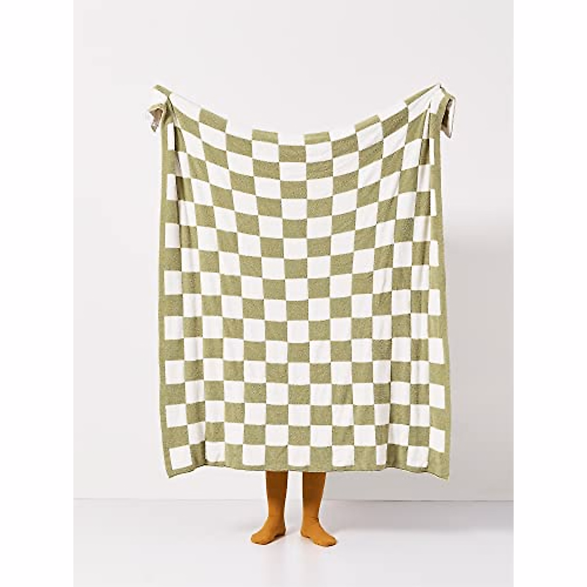 YIRUIO Throw Blankets Checkerboard Grid Chessboard Gingham Warmer Comfort Plush Reversible Microfiber Cozy Decor for Home Bed Couch(sage Green, 51''x63'')